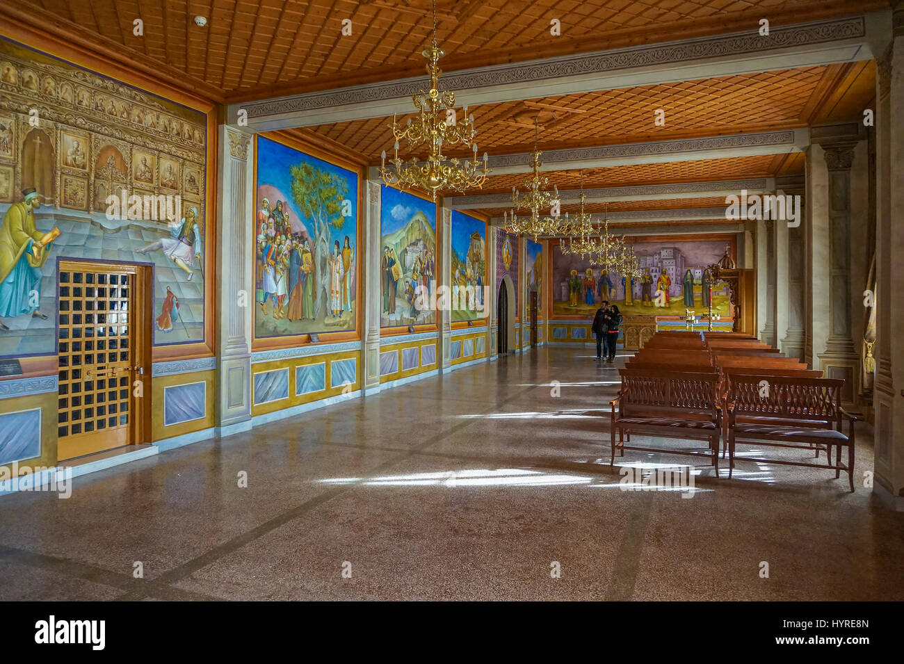 Interior of the Holy Monastery of Mega Spileo located near Kalavryta ...