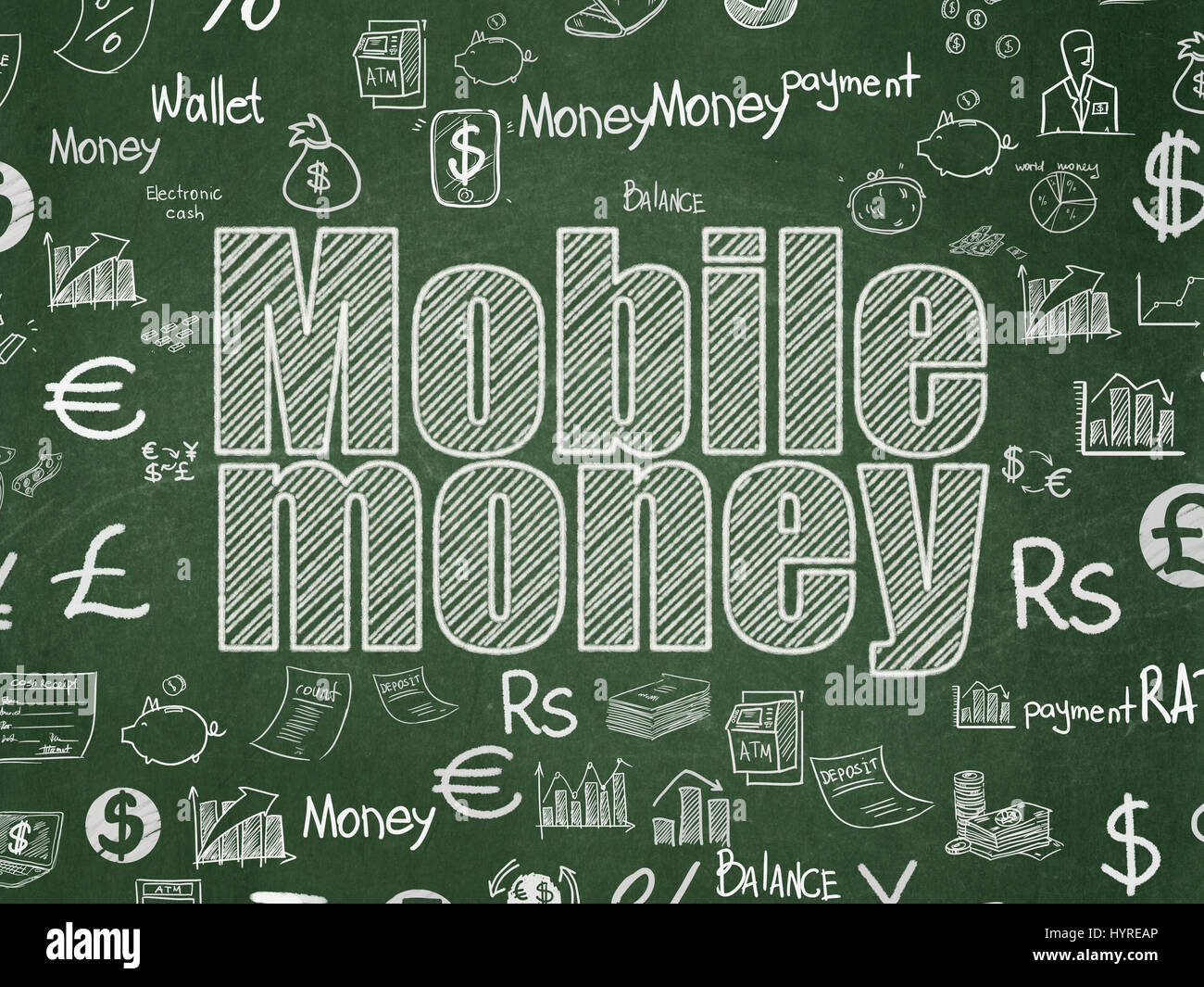 Currency concept: Mobile Money on School board background Stock Photo ...
