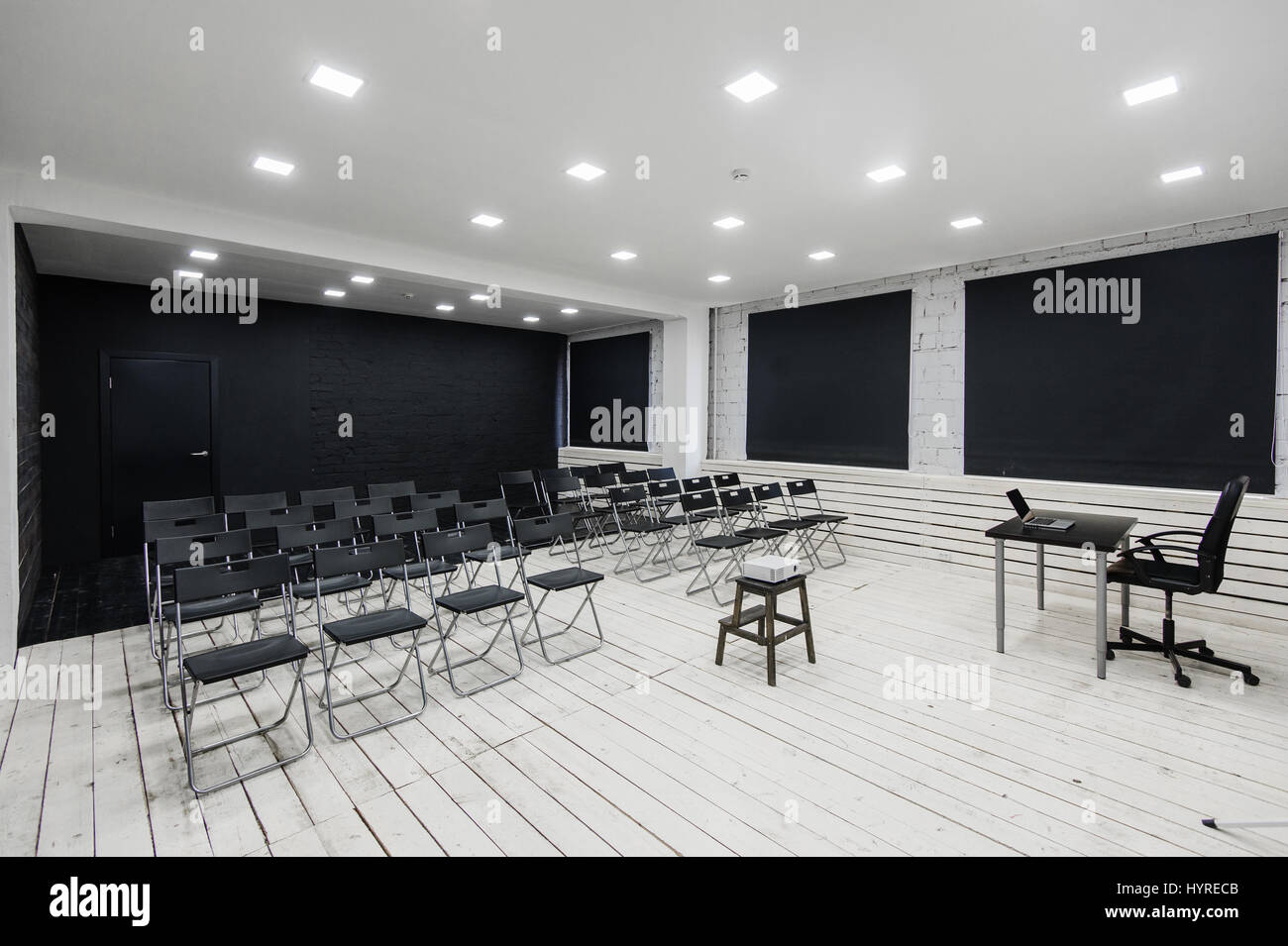 Empty classroom with chairs and desks Stock Photo - Alamy