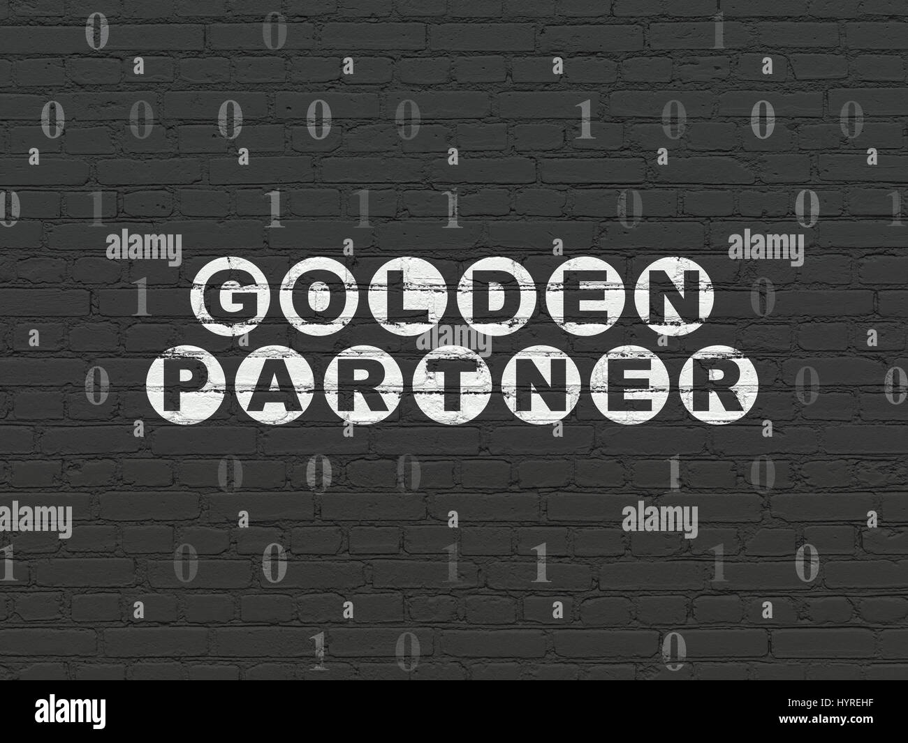 Business concept: Golden Partner on wall background Stock Photo - Alamy