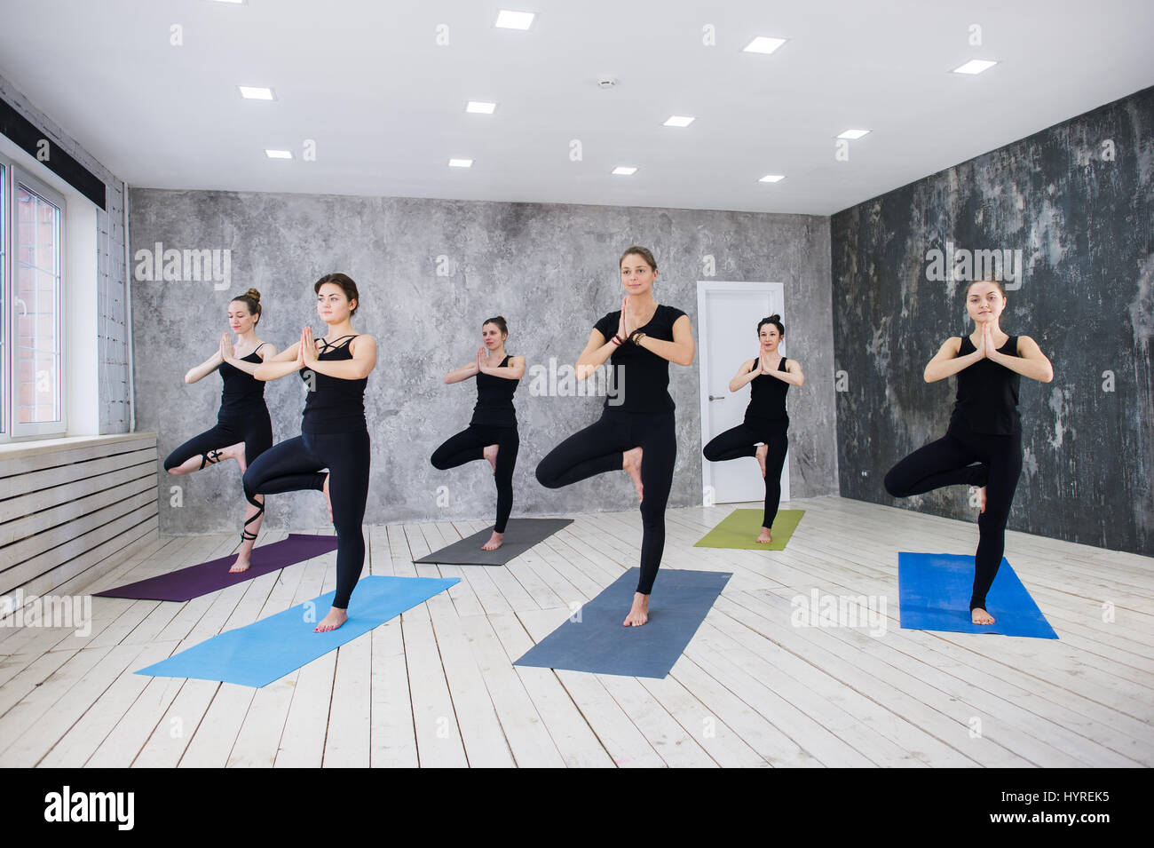 Yoga Practice Exercise Class Concept Stock Photo - Alamy