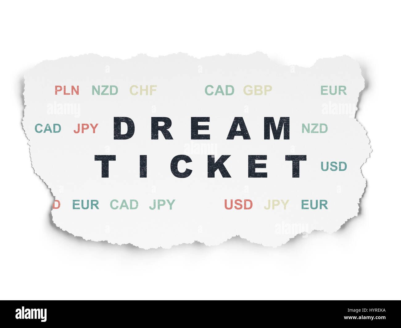 Finance concept: Dream Ticket on Torn Paper background Stock Photo - Alamy