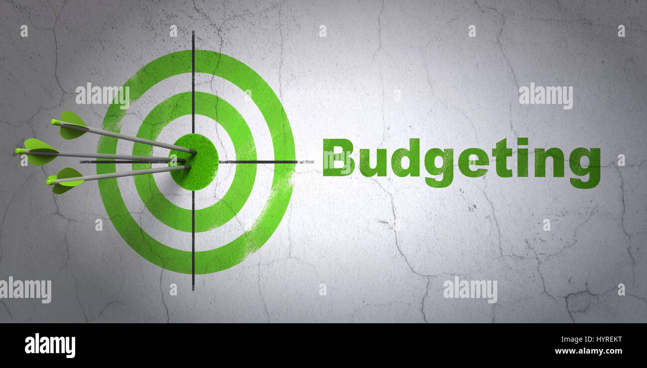 Finance concept: target and Budgeting on wall background Stock Photo ...