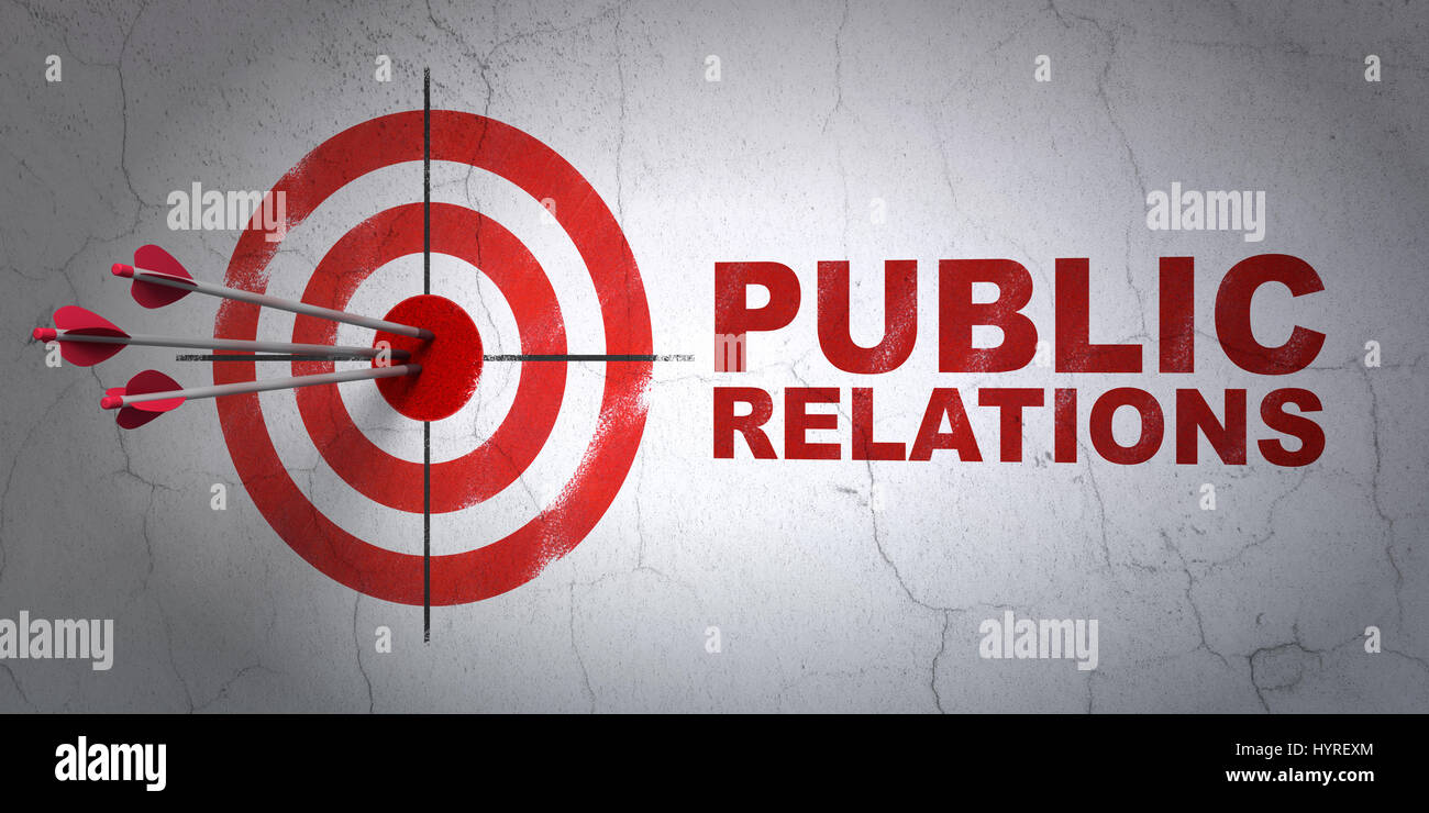 Advertising concept: target and Public Relations on wall background ...