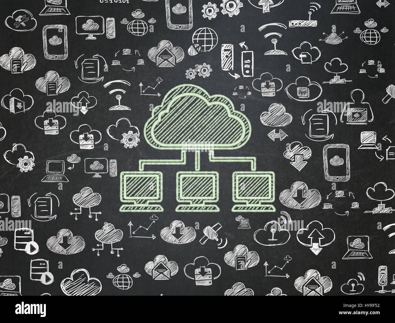 Cloud technology concept: Cloud Network on School board background ...