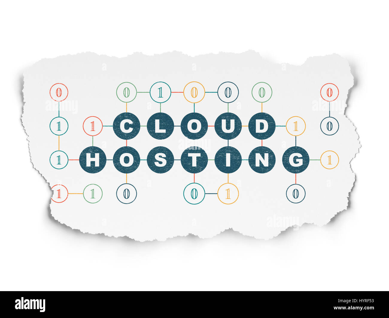 Cloud networking concept: Cloud Hosting on Torn Paper background Stock ...