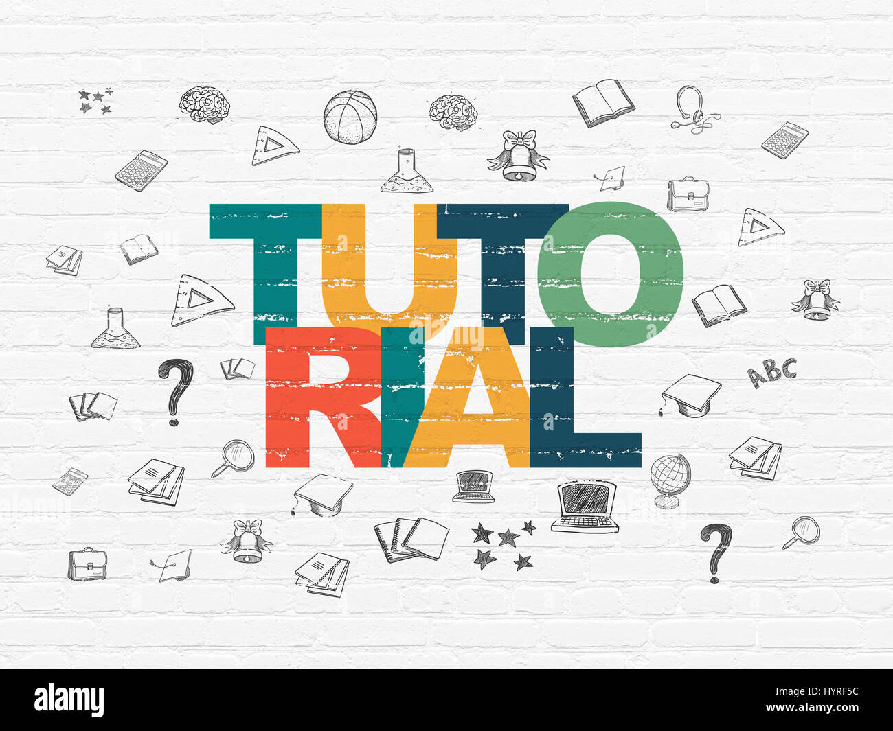 Learning concept: Tutorial on wall background Stock Photo - Alamy
