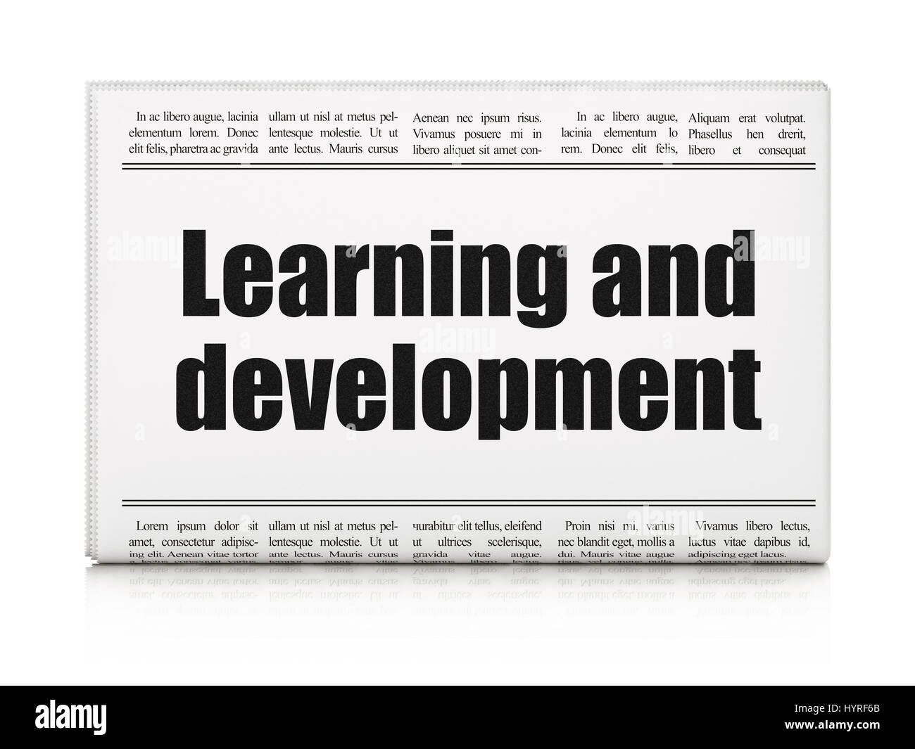 Education concept: newspaper headline Learning And Development Stock ...