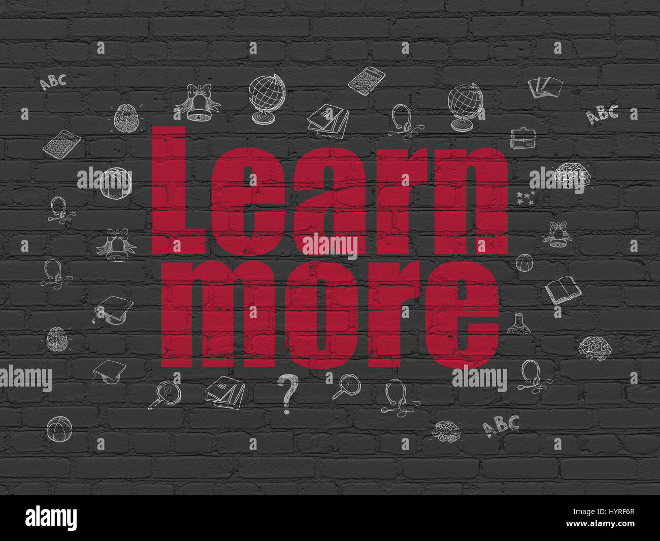 Education concept: Learn More on wall background Stock Photo - Alamy