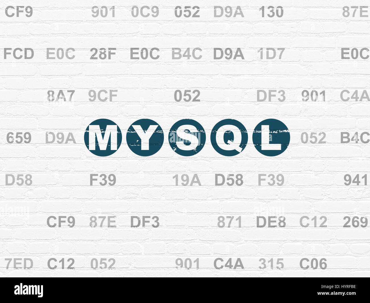 Programming concept: MySQL on wall background Stock Photo - Alamy