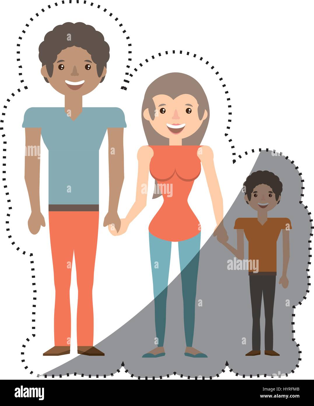 Mother father child shadow fun Stock Vector Images - Alamy