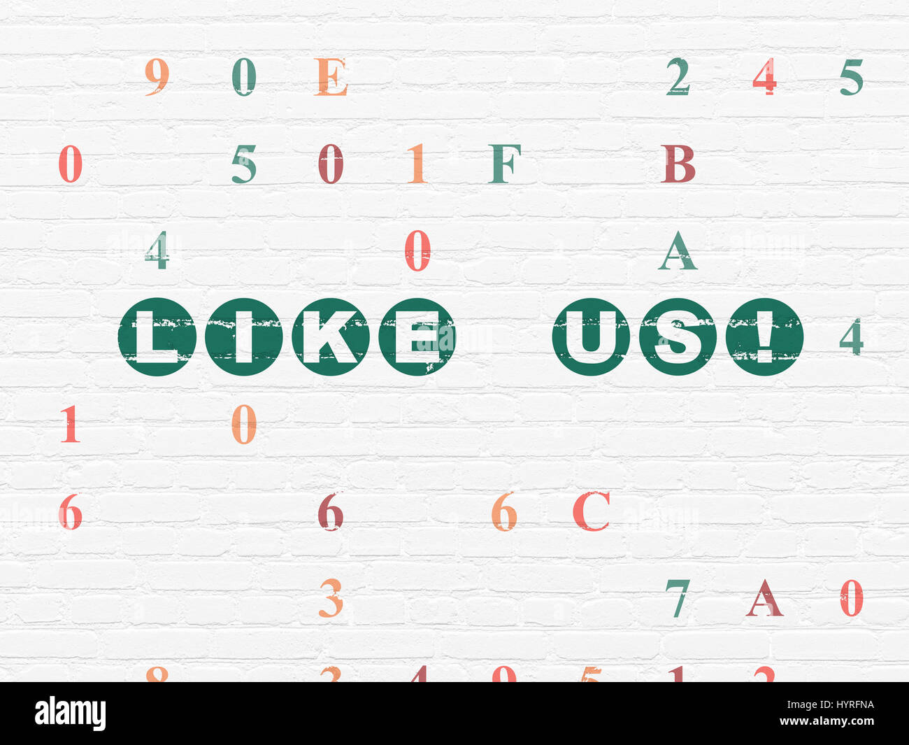 Social media concept: Like us! on wall background Stock Photo - Alamy