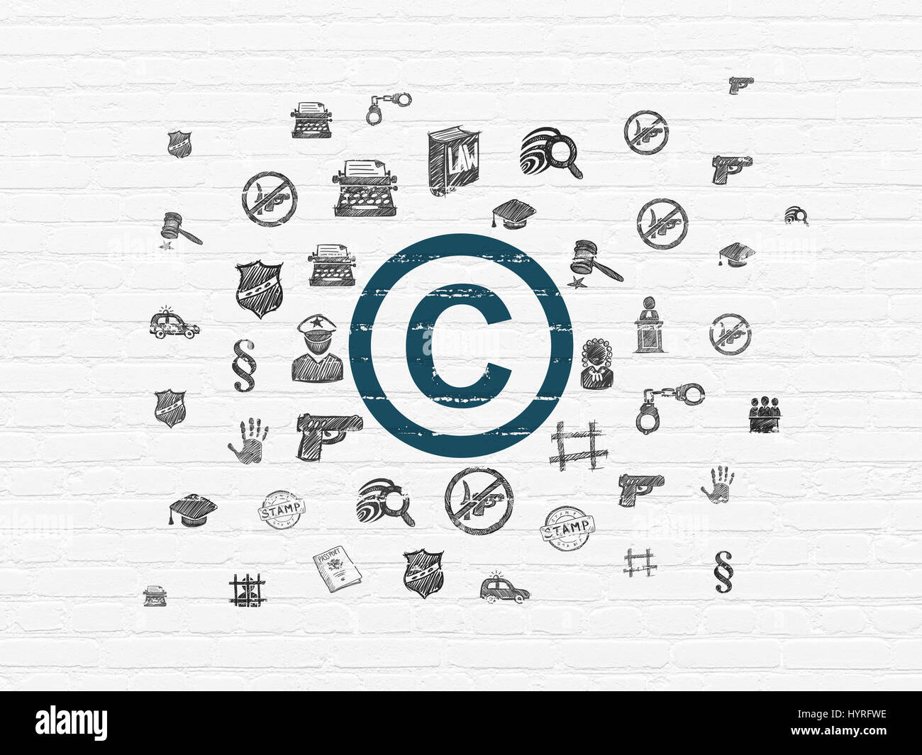 Law concept: Copyright on wall background Stock Photo - Alamy
