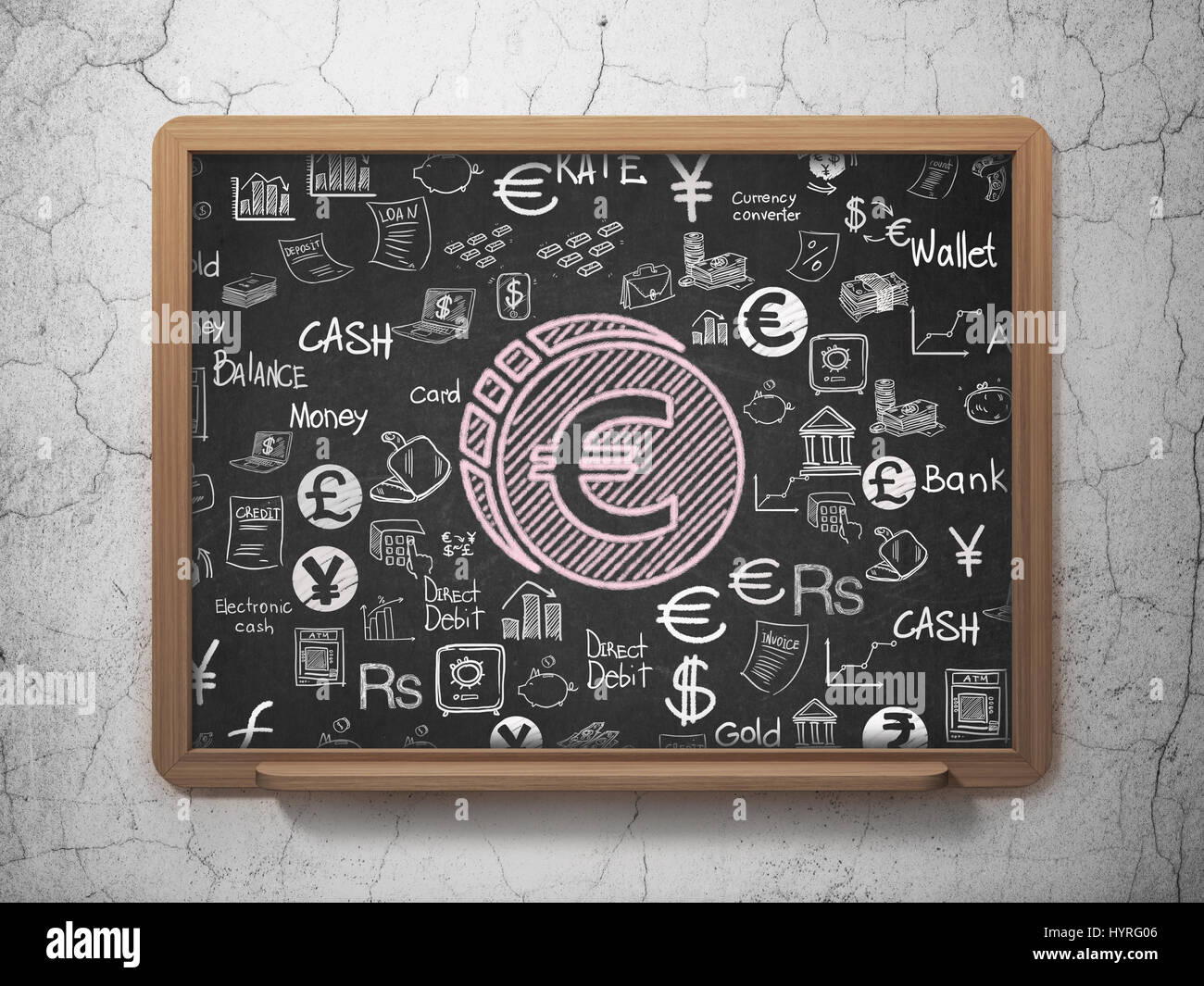 Money concept: Euro Coin on School board background Stock Photo - Alamy
