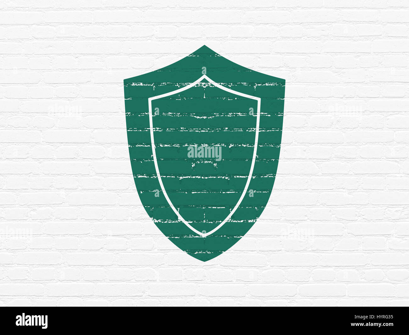 Privacy concept: Shield on wall background Stock Photo - Alamy
