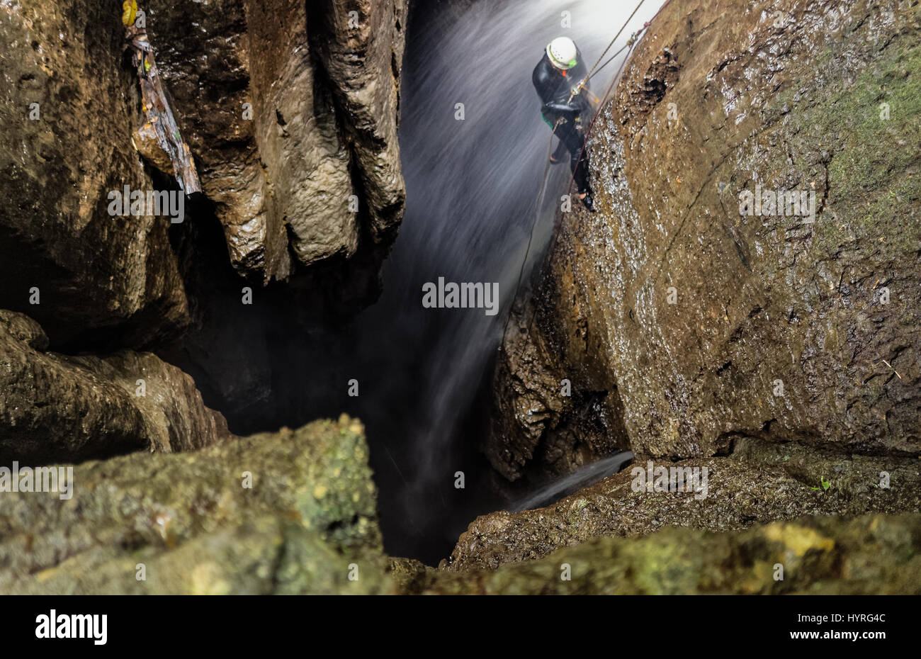 Deep Waterfall Entrance Shaft At Mayei Cave In Ecuadorian Amazonia ...