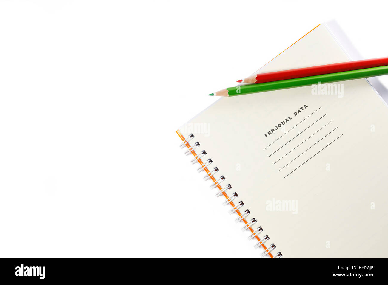 Pencil, notebook isolated on white background Stock Photo - Alamy