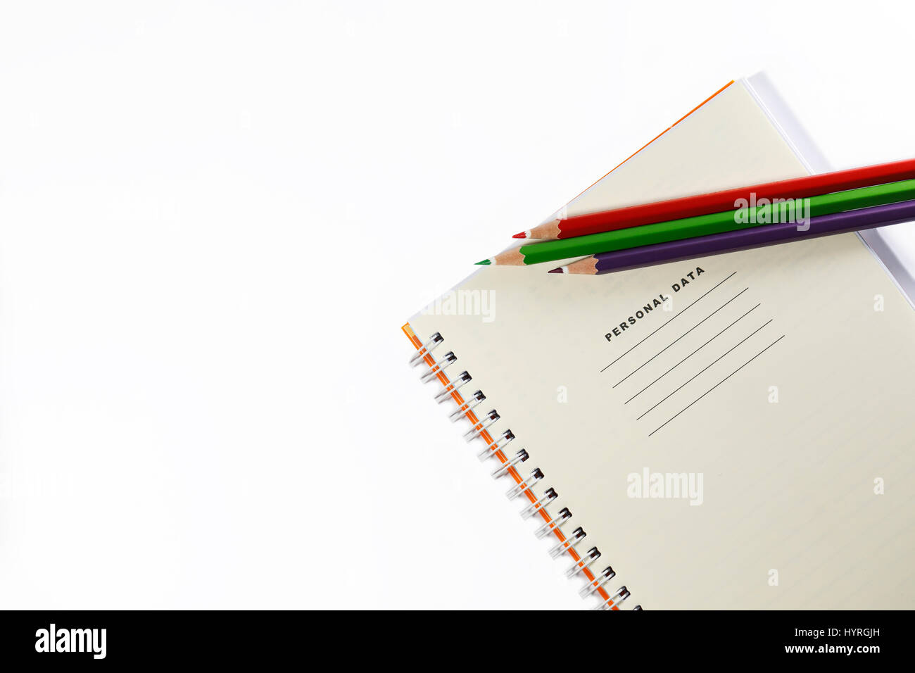 Pencil, notebook isolated on white background Stock Photo - Alamy