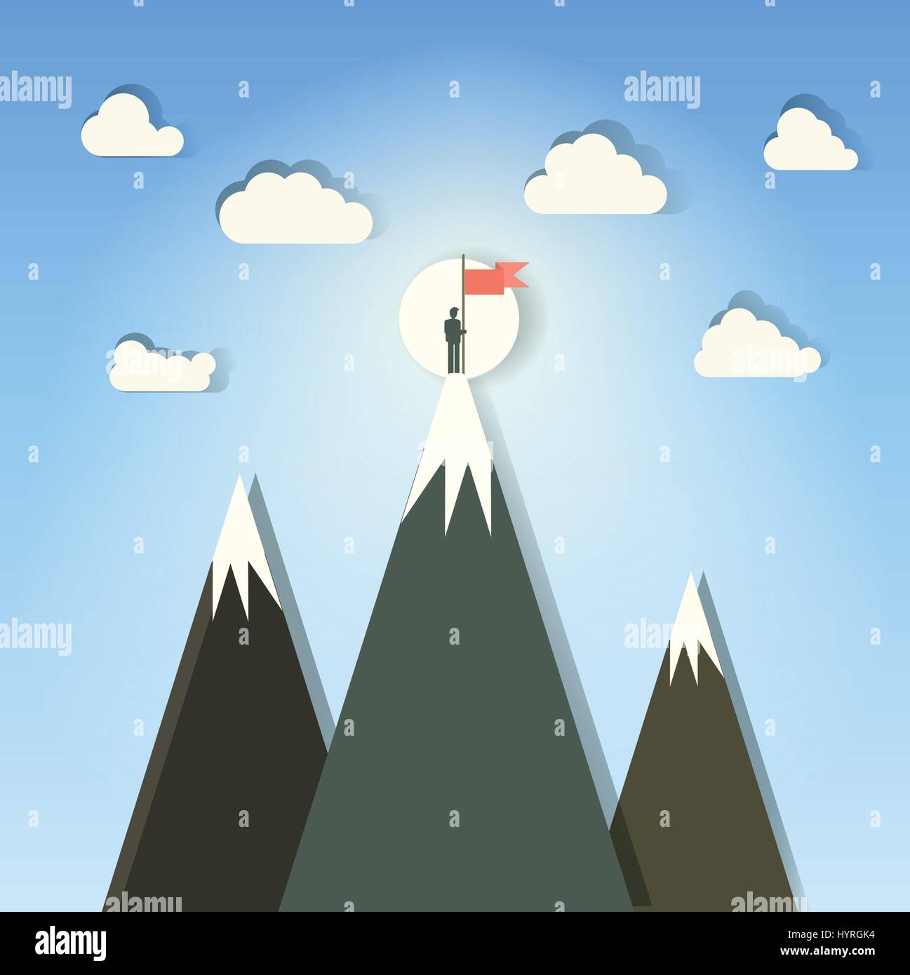 Victory flag on mountain Stock Vector Images - Alamy