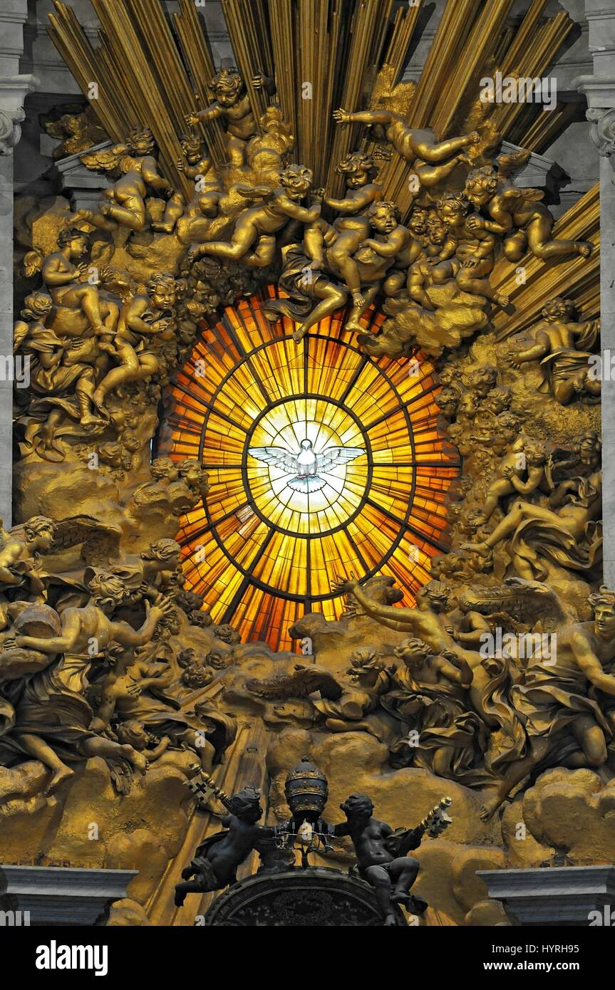 Italy, Lazio, Rome, Vatican, Stained glass window in St Peter's ...