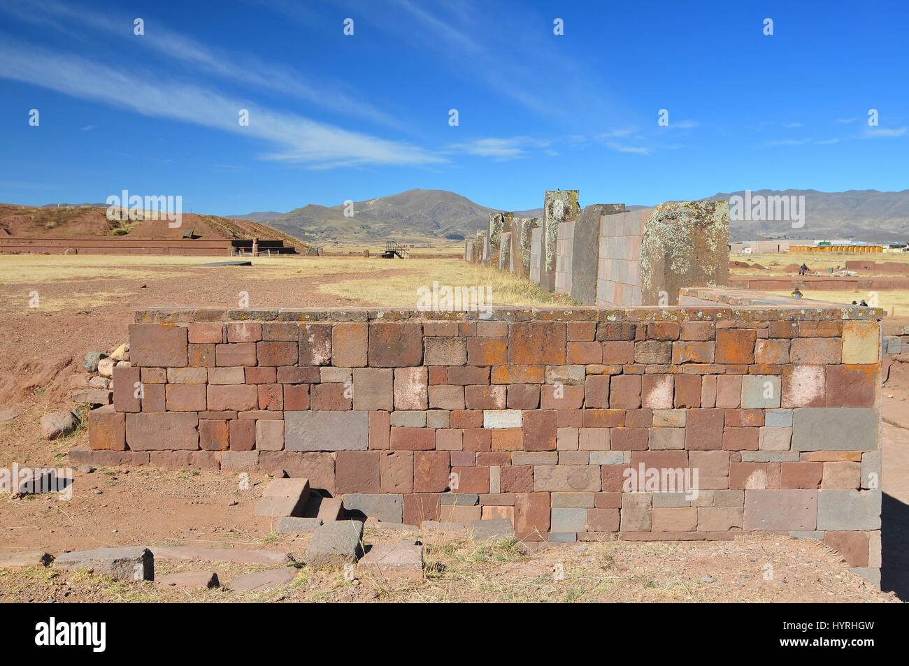 Bolivia, Tiwanaku, Walls Around the Temple Kalasasaya, background ...