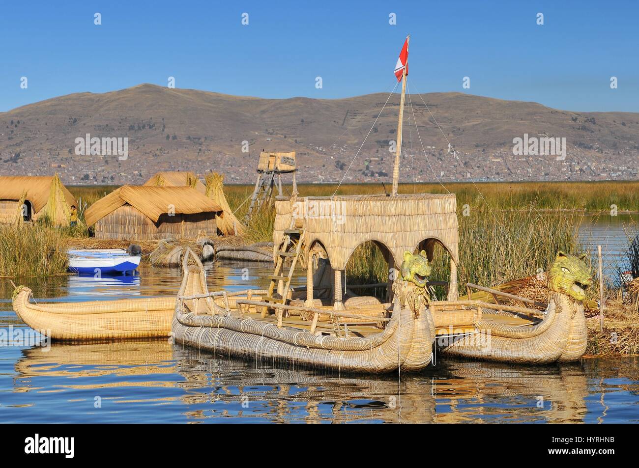 Peru, South America, Titicaca Lake, Uros Indian, Uros Ayamaras ...