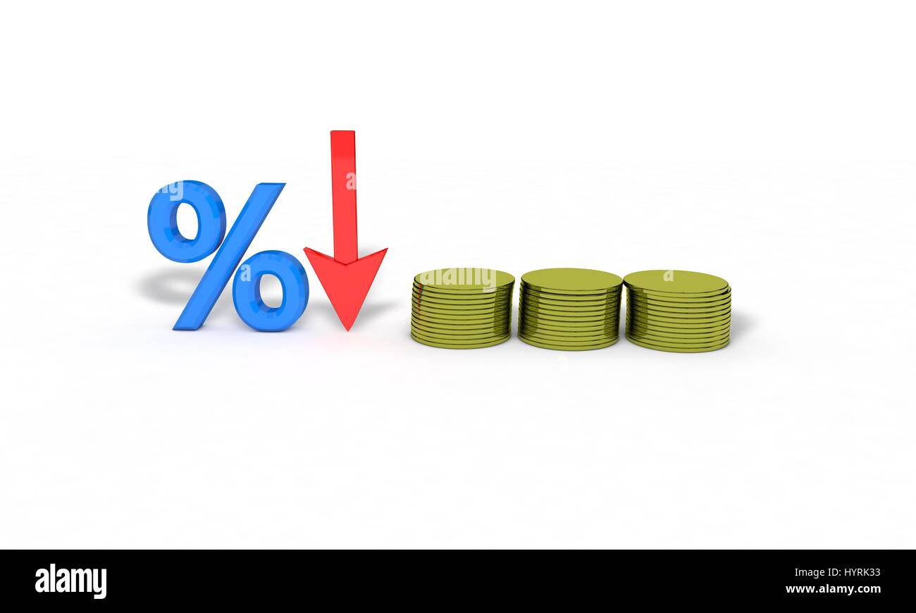 Percent decrease concept, 3d render working Stock Photo - Alamy