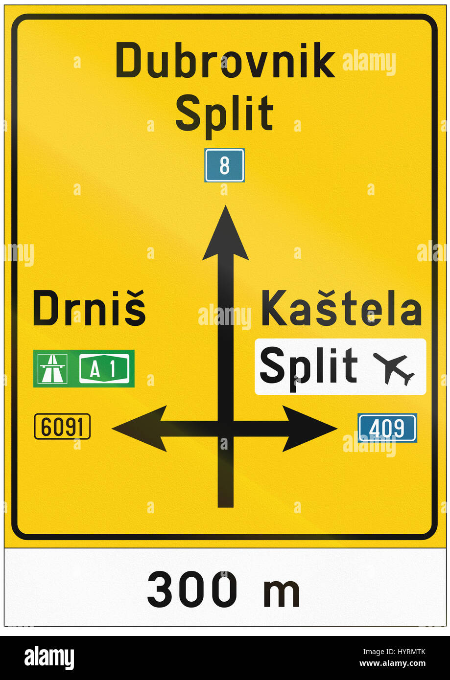 Diagram type direction road sign used in Croatia Stock Photo - Alamy