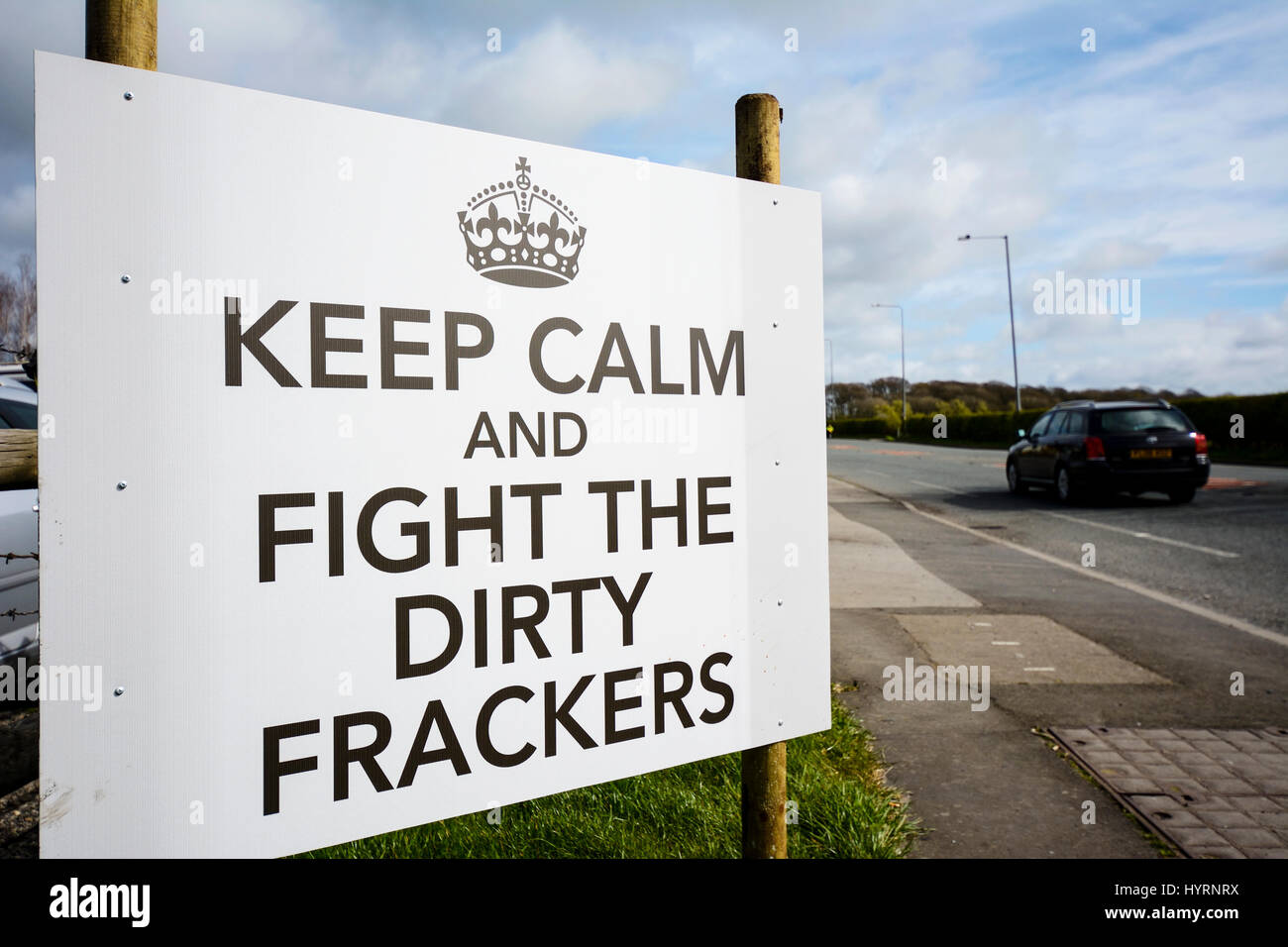 Anti-fracking signs at Maple Farm on Preston New Road, Little Plumpton ...