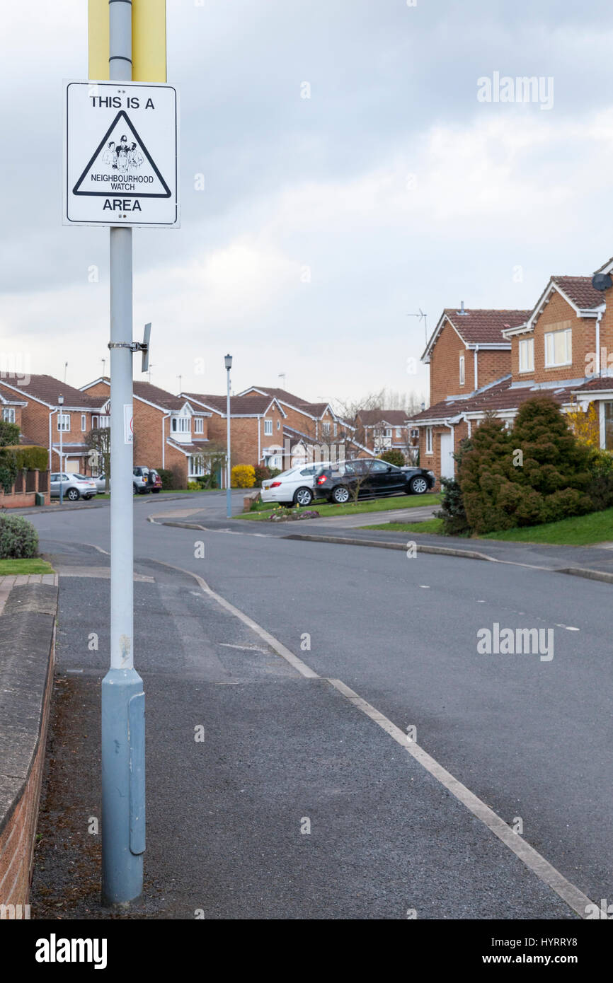 Neighbourhood watch area on a modern housing estate in West Bridgford ...