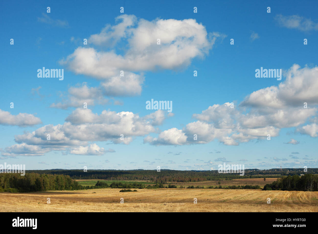 Fields and clouds in early autumn Stock Photo - Alamy