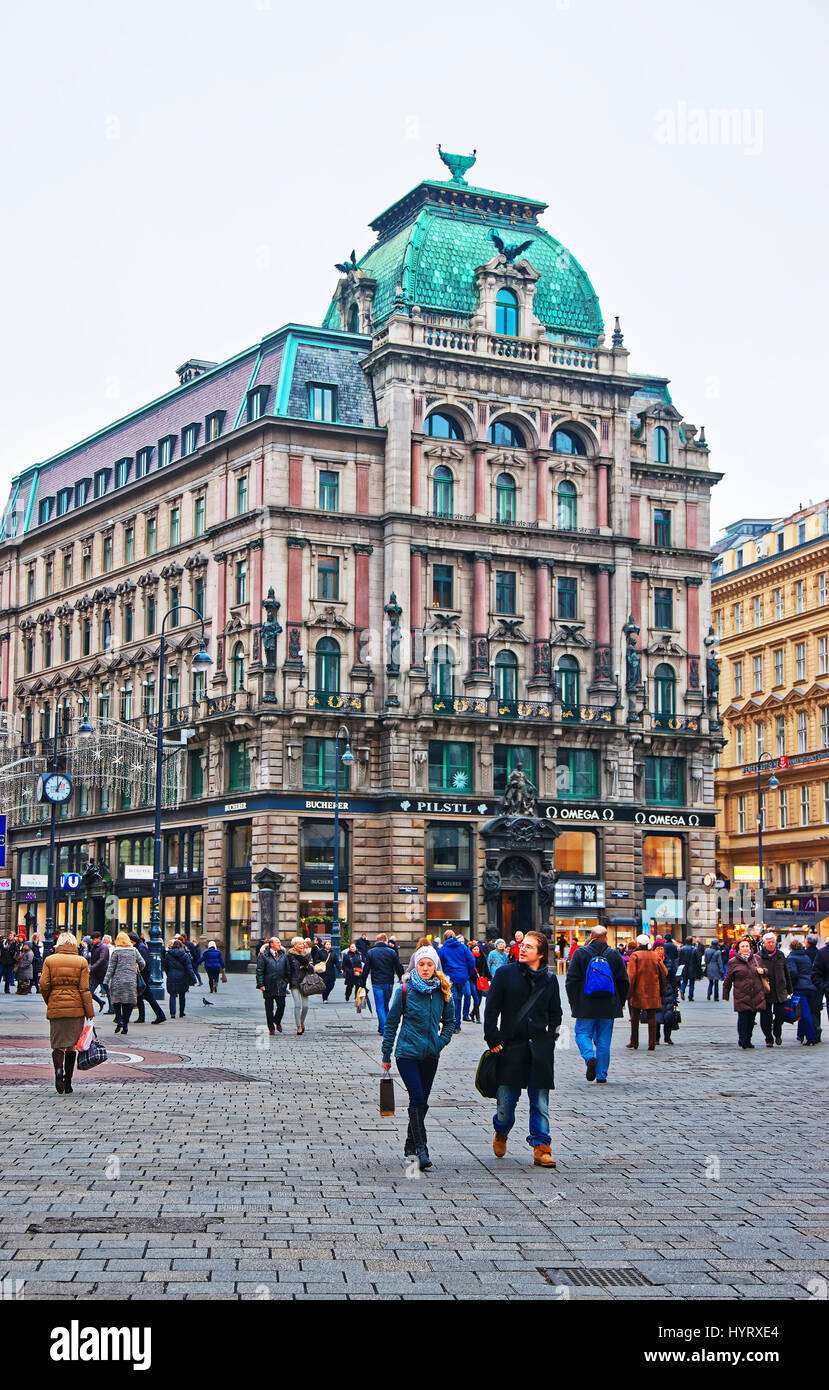 Vienna, Austria - January 8, 2014: People walking in the Old city ...