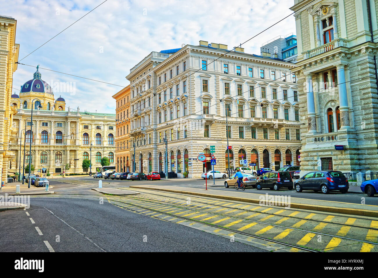 Vienna, Austria - August 31, 2013: Shmerlingplatz with a view on Museum ...