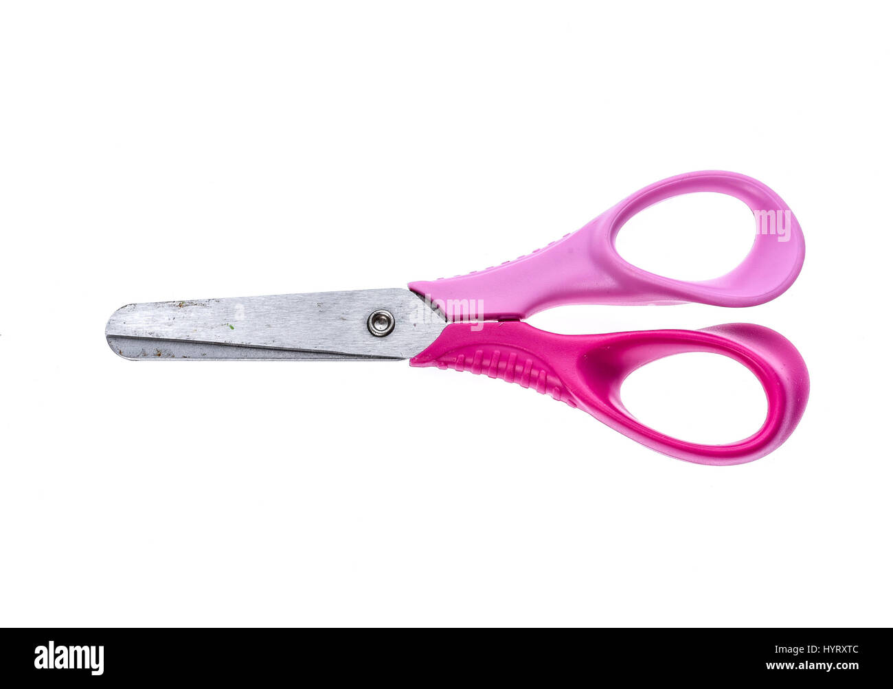 Pink and purple children scissors with plastic handles and blades ...