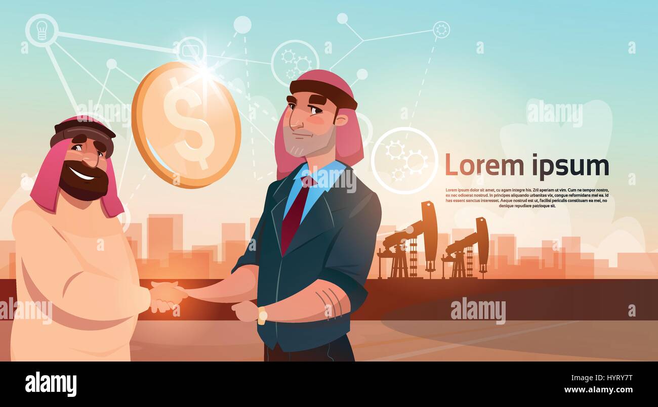 Rich Arab Business Man Oil Trade Pumpjack Rig Platform Black Wealth ...