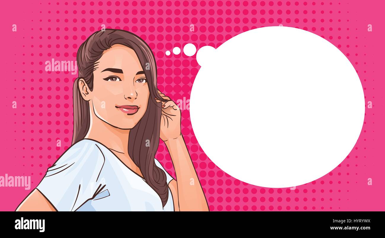 Young Girl With Chat Bubble Pop Art Colorful Retro Style Stock Vector ...