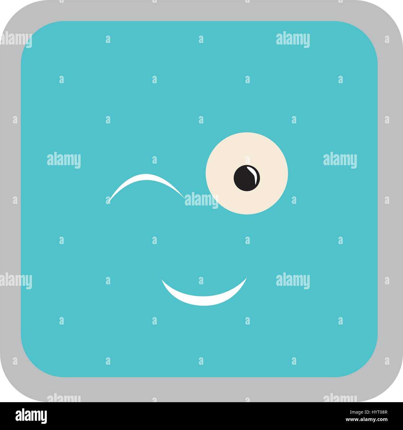 square colorful shape emoticon winking expression Stock Vector Image ...