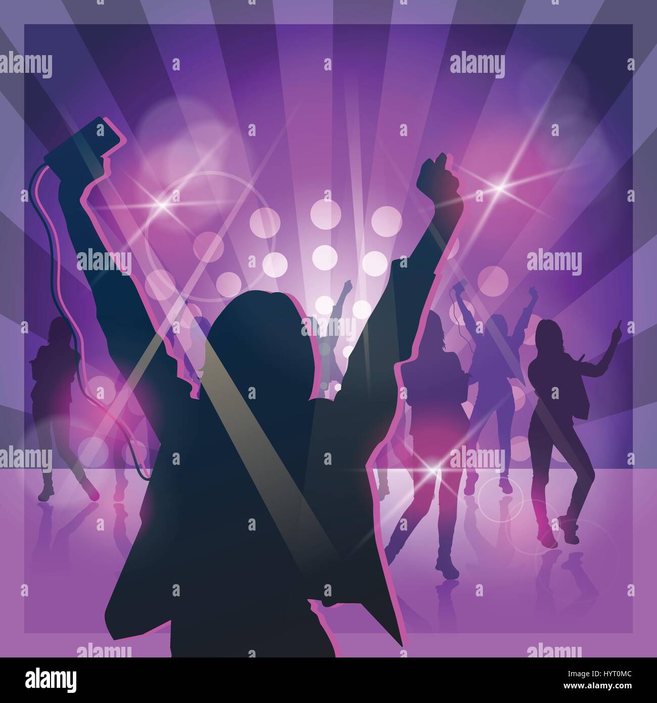 Silhouette Woman Group Dancing Night Club Light Stock Vector Image ...