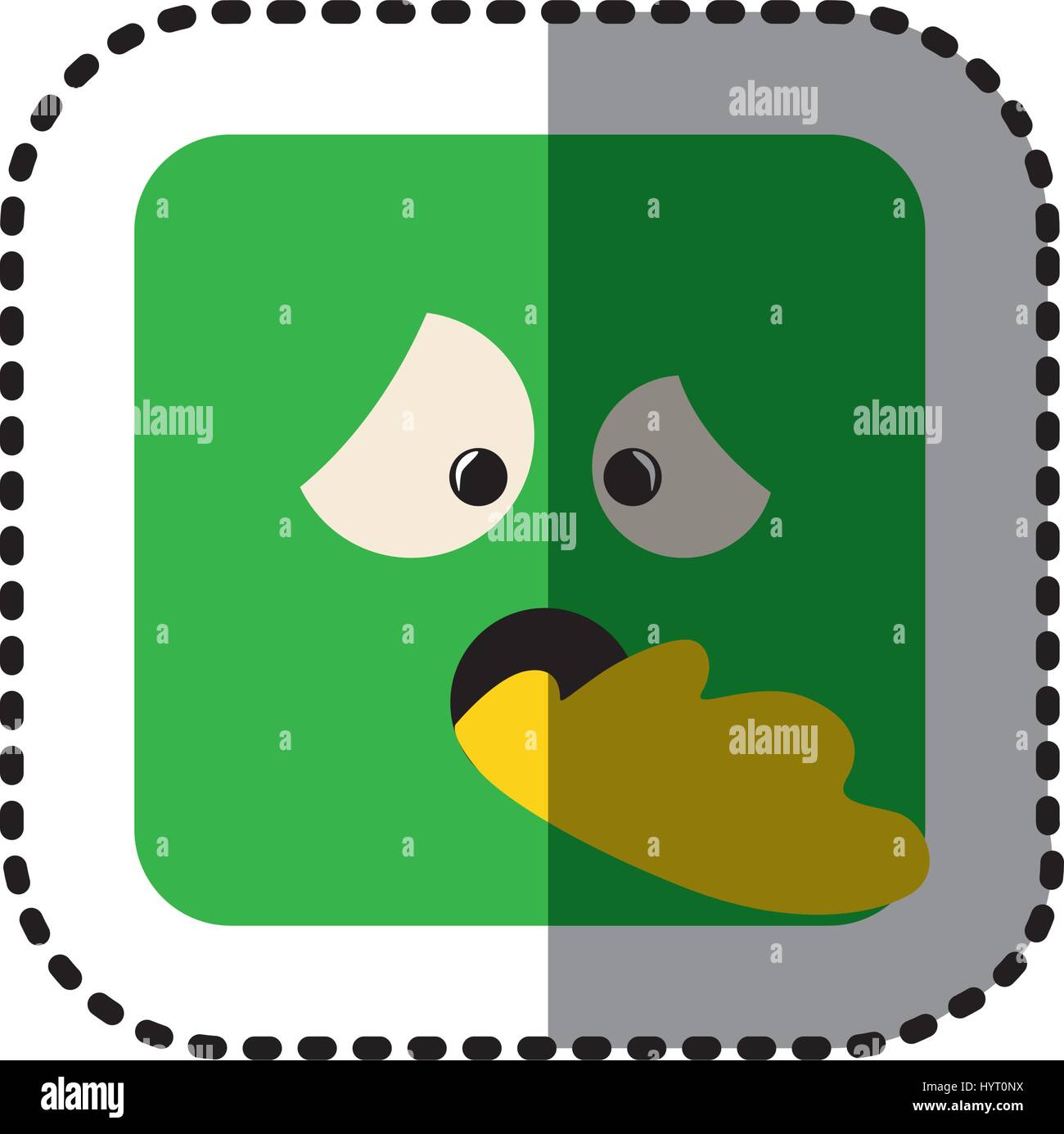 sticker square colorful shape emoticon sick expression Stock Vector ...