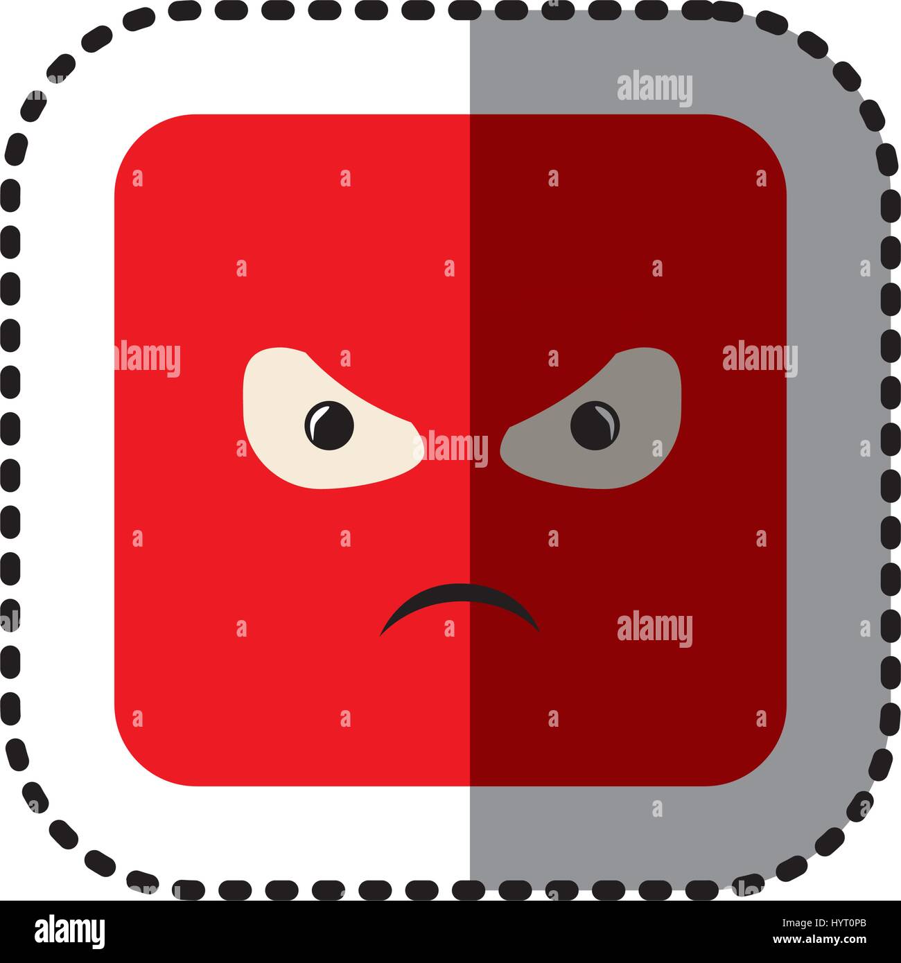 sticker square colorful shape emoticon angry expression Stock Vector ...