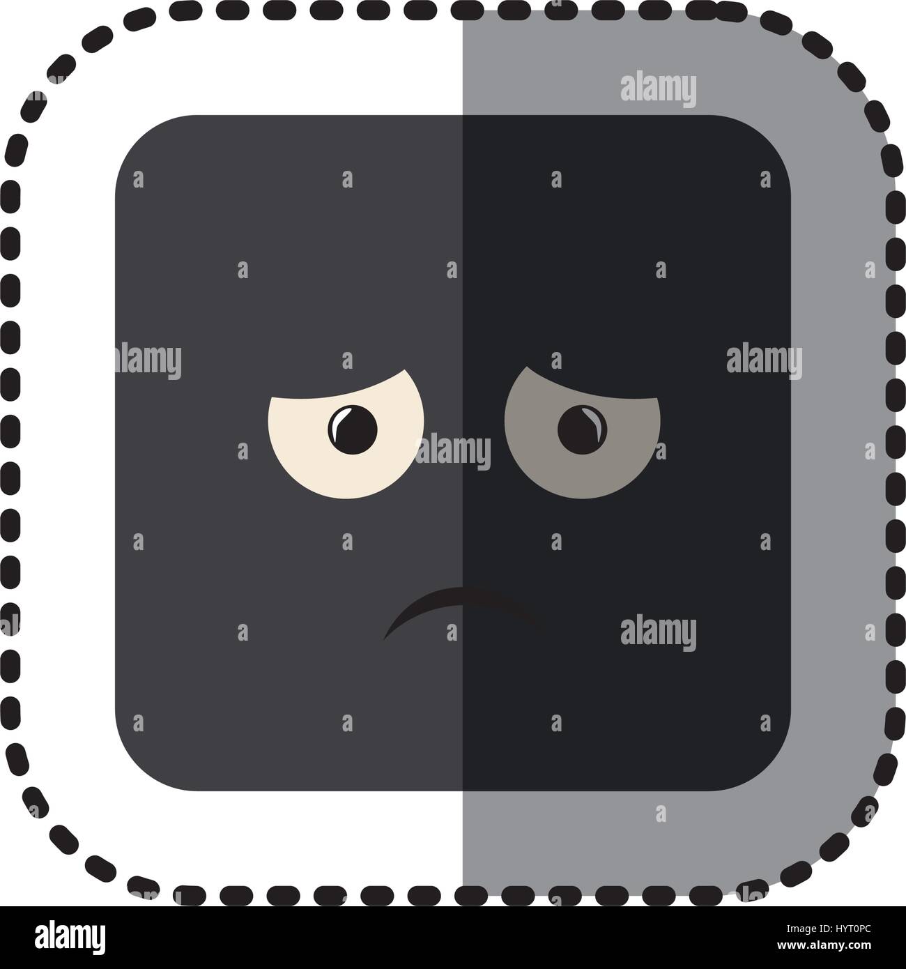 sticker square colorful shape emoticon dissapointed expression Stock ...