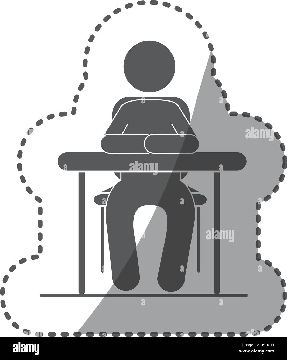 sticker black silhouette pictogram sit in desk Stock Vector Image & Art ...
