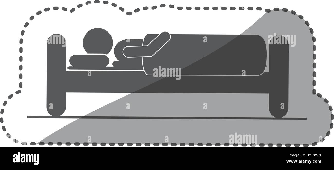 sticker monochrome silhouette pictogram person in bed sleeping Stock ...
