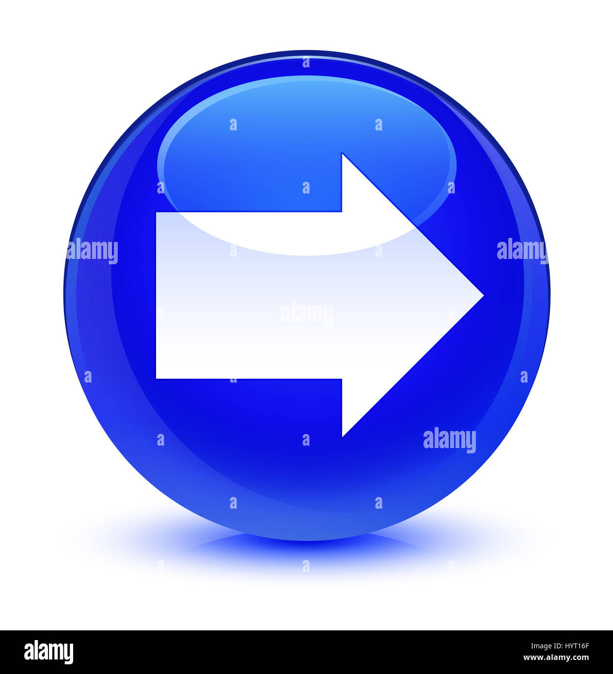 Next arrow icon isolated on glassy blue round button abstract ...