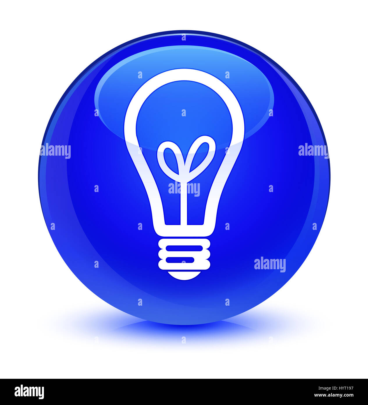 Bulb icon isolated on glassy blue round button abstract illustration ...
