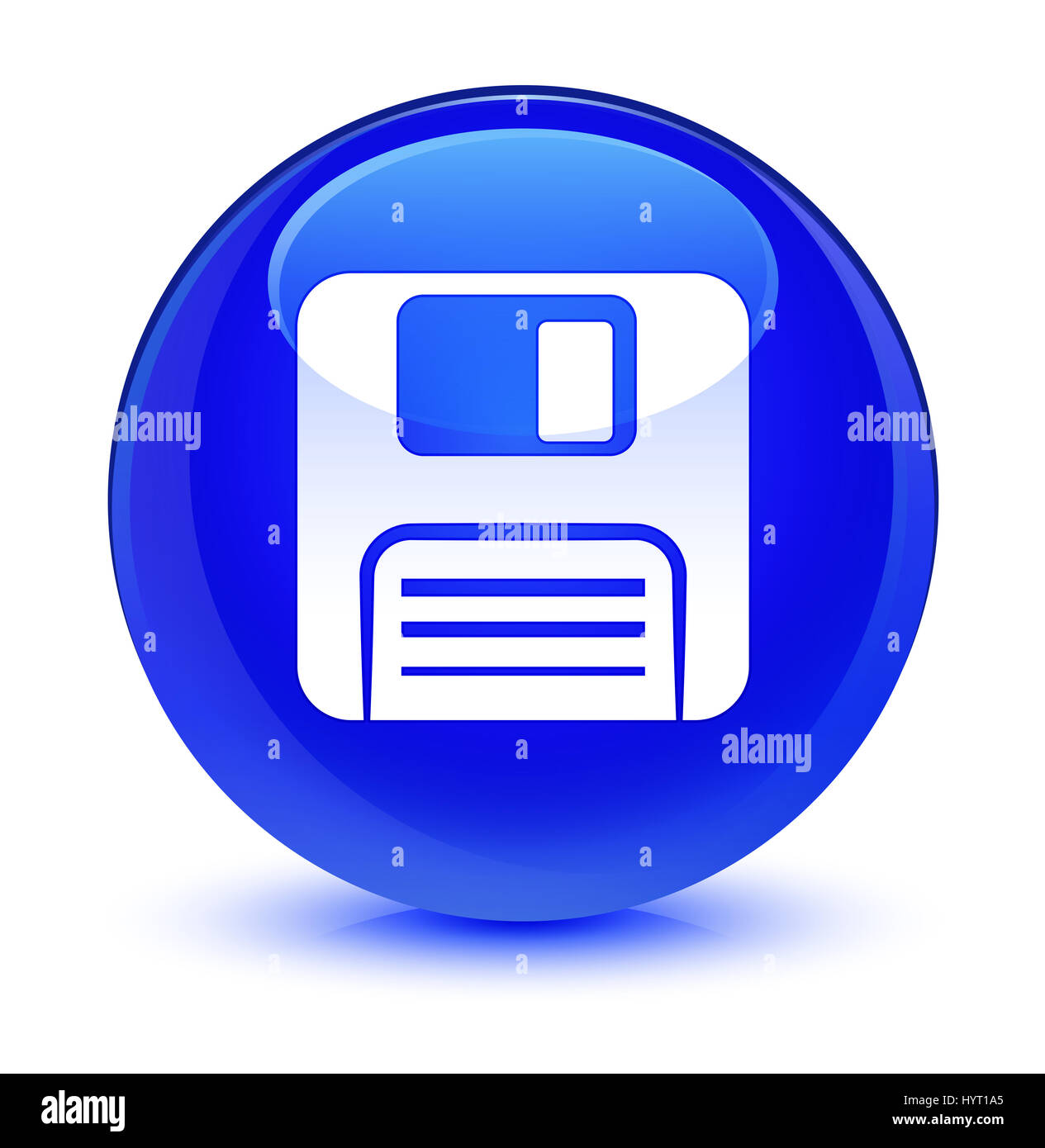 Floppy disk icon isolated on glassy blue round button abstract ...