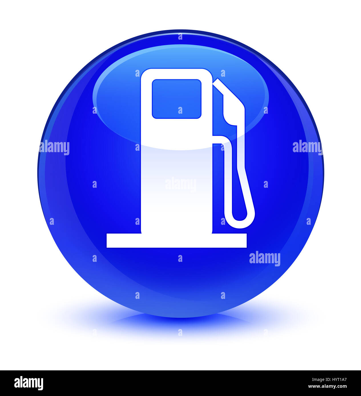 Fuel dispenser icon isolated on glassy blue round button abstract ...