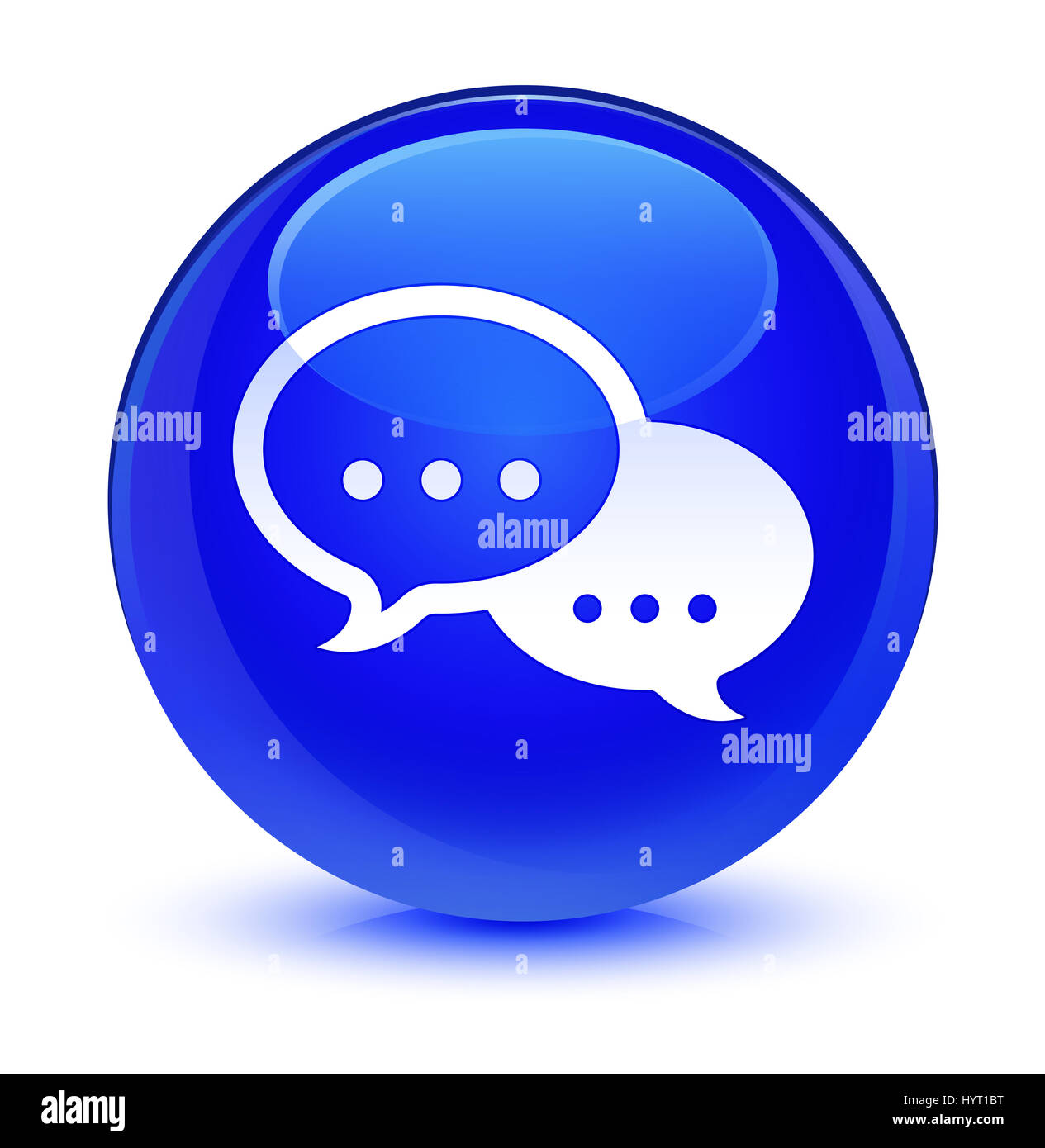 Talk bubble icon isolated on glassy blue round button abstract ...