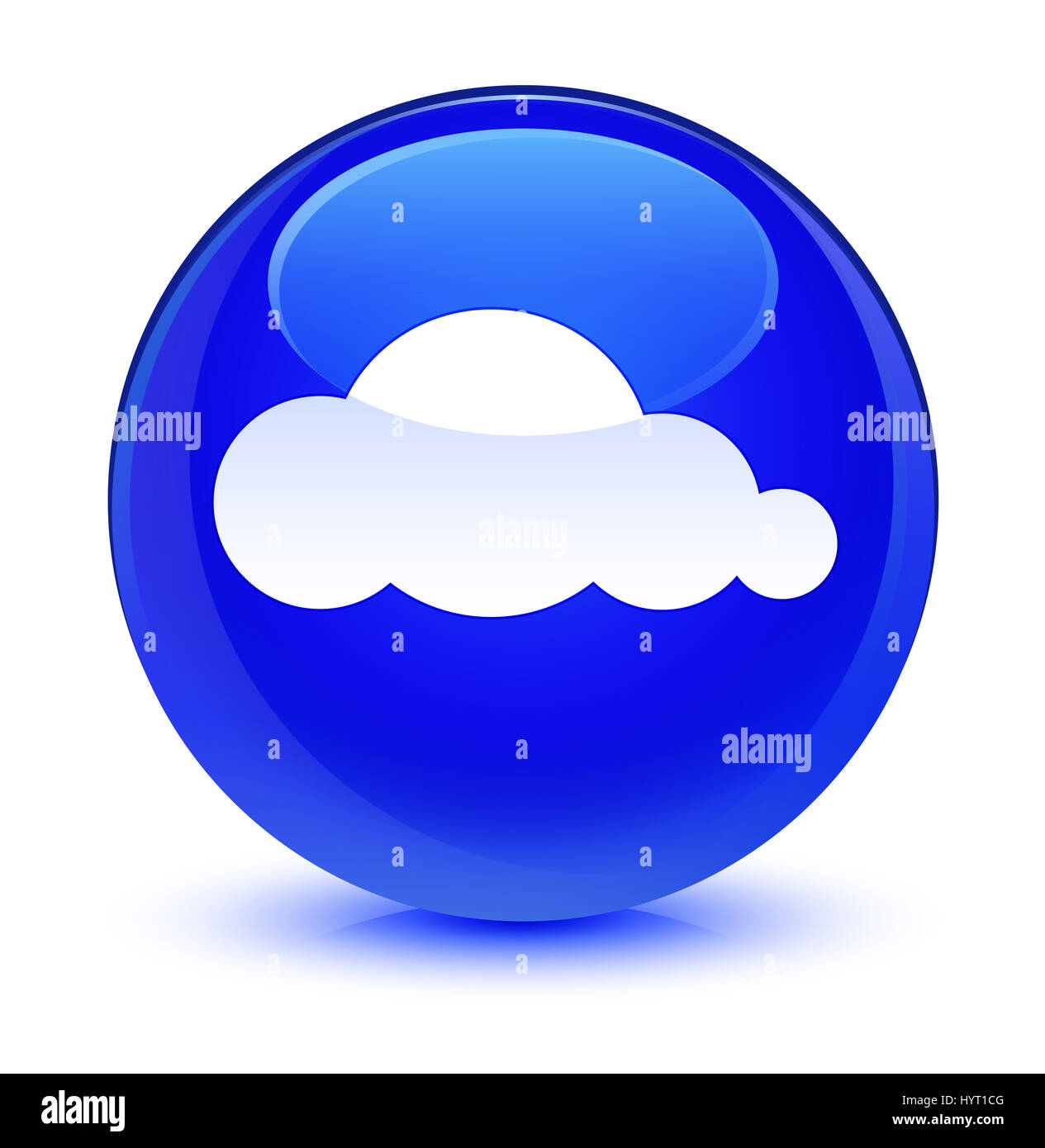Cloud icon isolated on glassy blue round button abstract illustration ...
