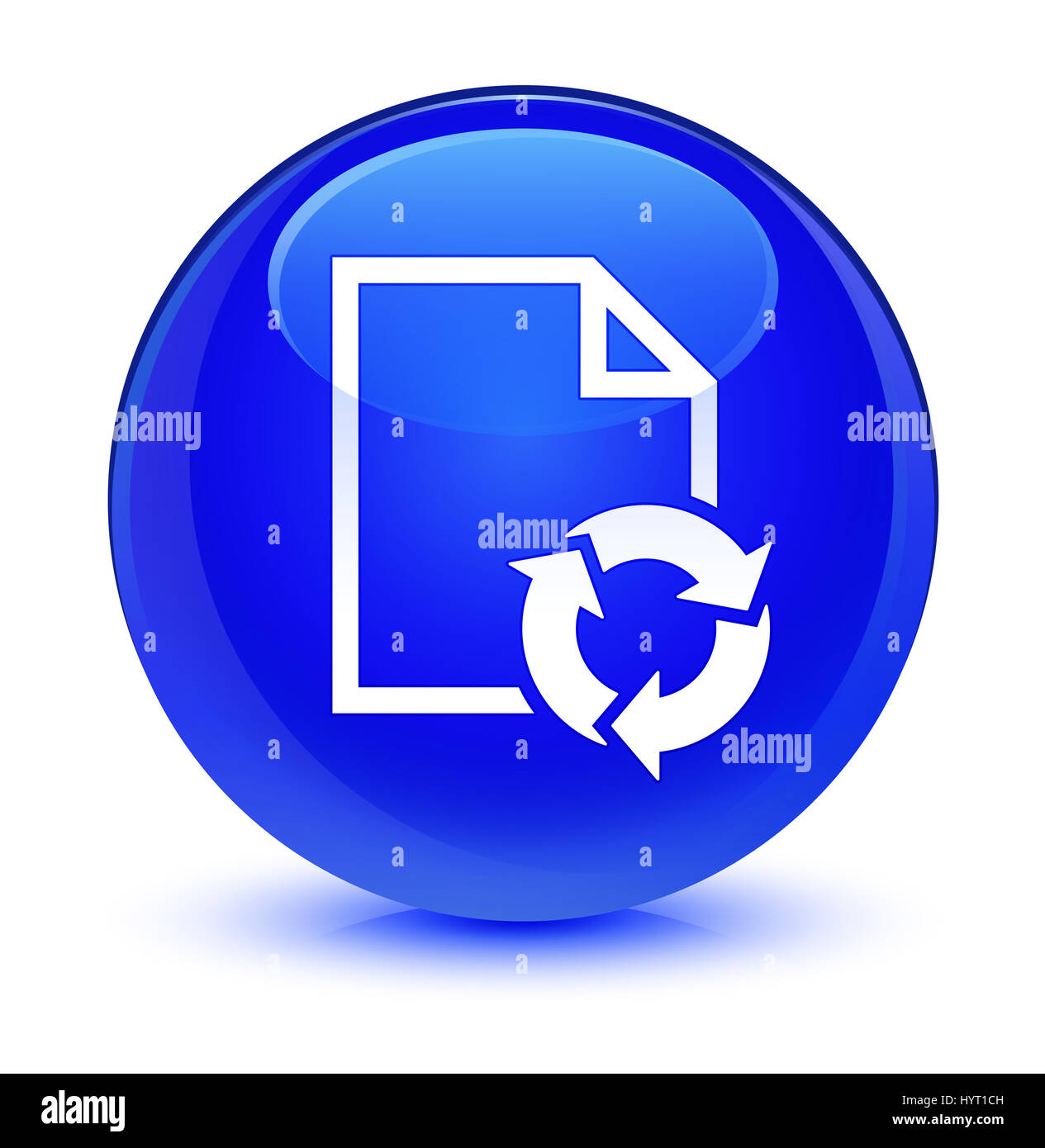 Document process icon isolated on glassy blue round button abstract ...